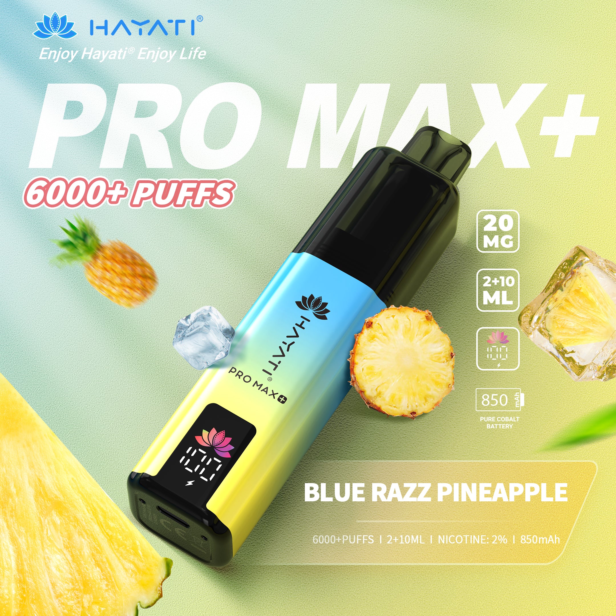 HAYATI PRO MAX PLUS KIT BLUE RAZZ PINEAPPLE 6000+Puffs – HAYATI REFILL PODS