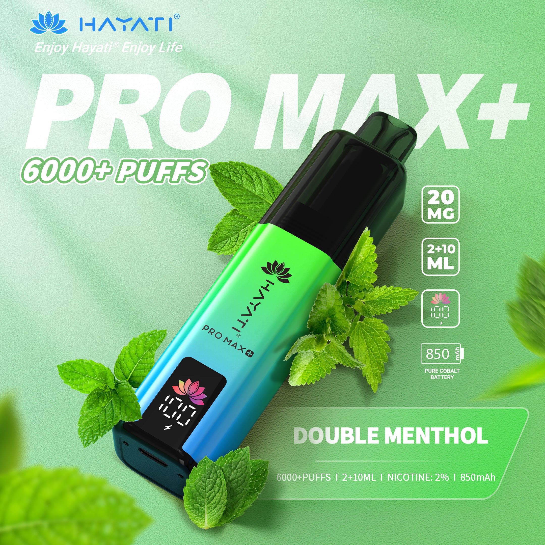 HAYATI PRO MAX PLUS KIT DOUBLE MENTHOL 6000+Puffs – HAYATI REFILL PODS