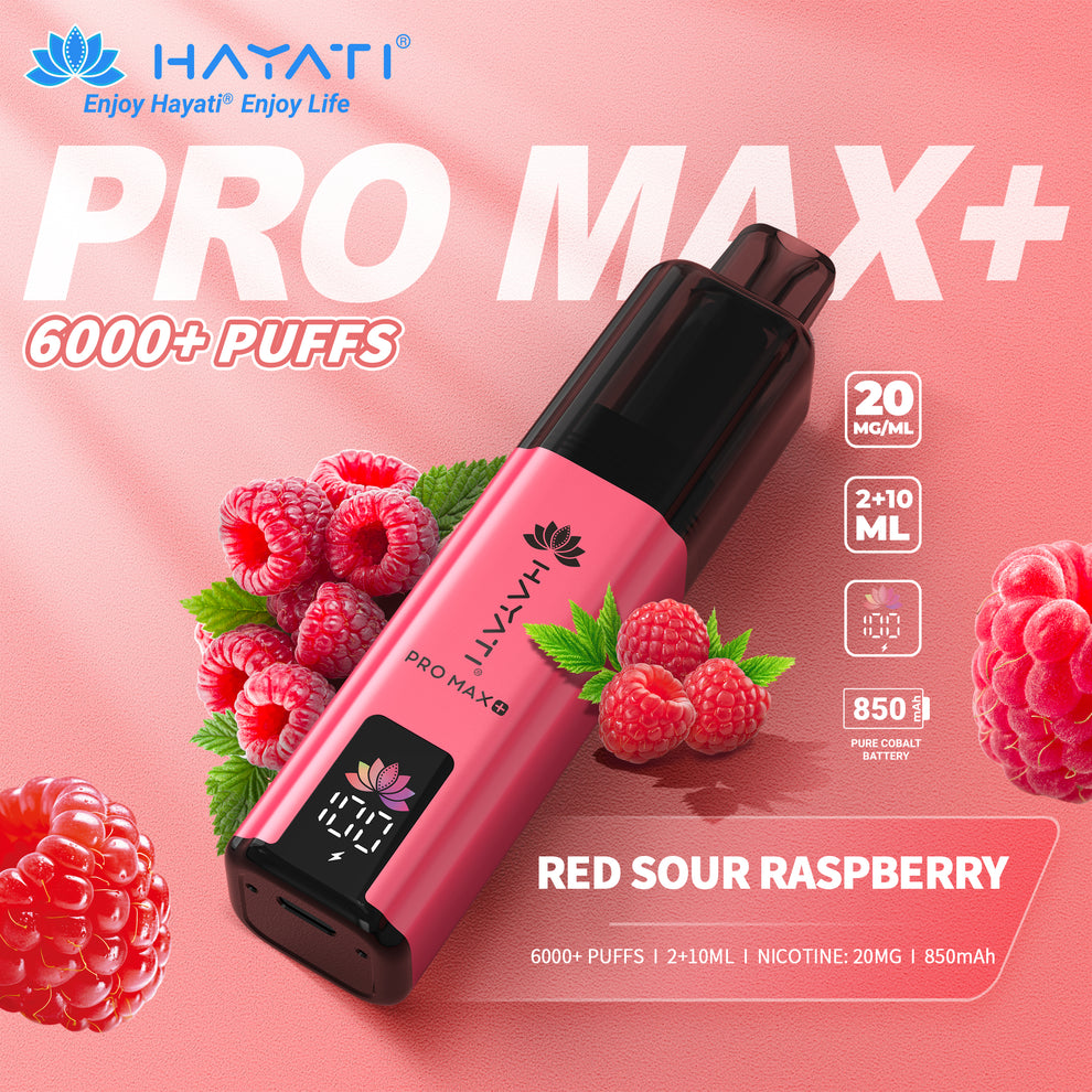 HAYATI PRO MAX PLUS KIT RED SOUR RASPBERRY 6000+Puffs – HAYATI REFILL PODS