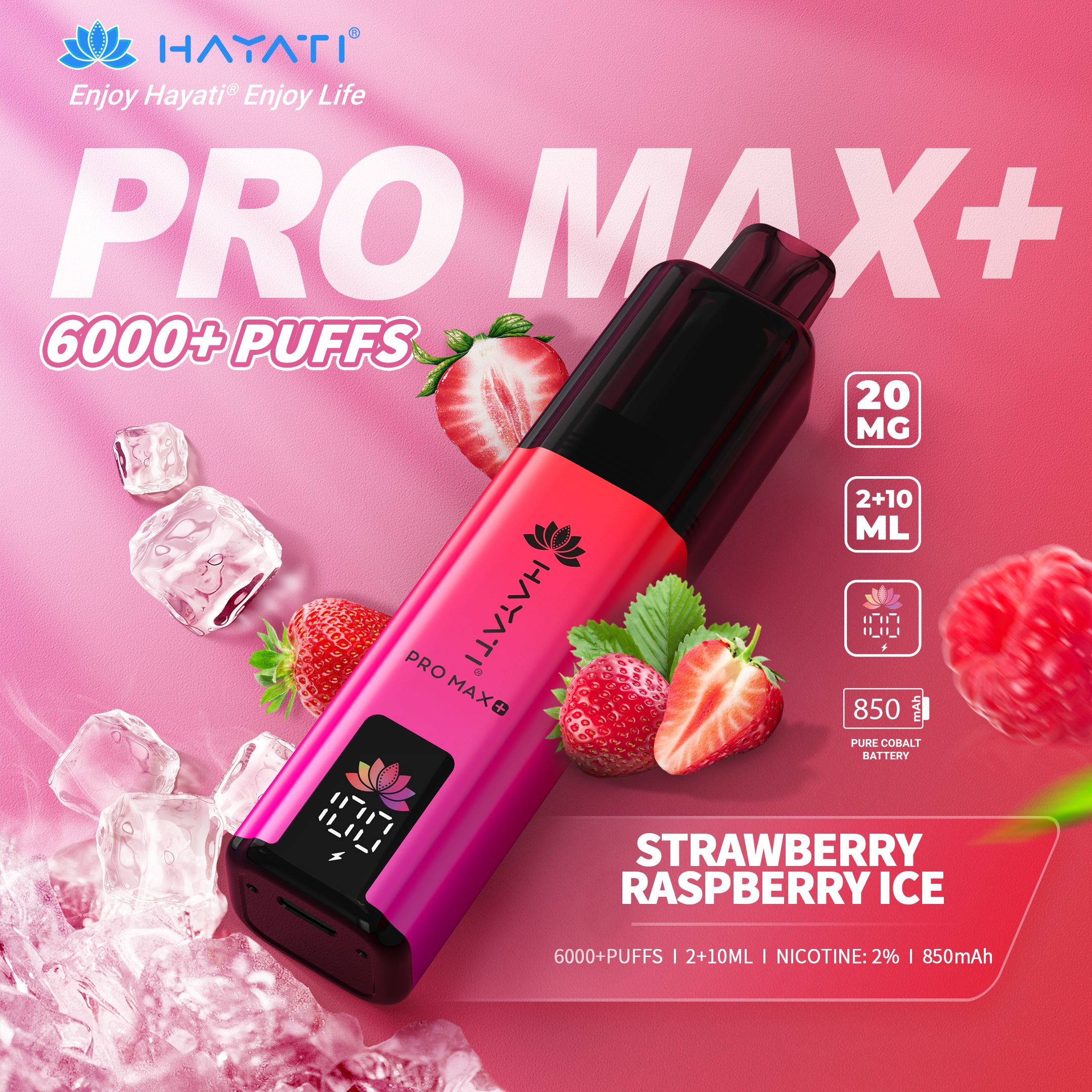 HAYATI PRO MAX PLUS KIT STRAWBERRY RASPBERRY ICE 6000+Puffs – HAYATI ...